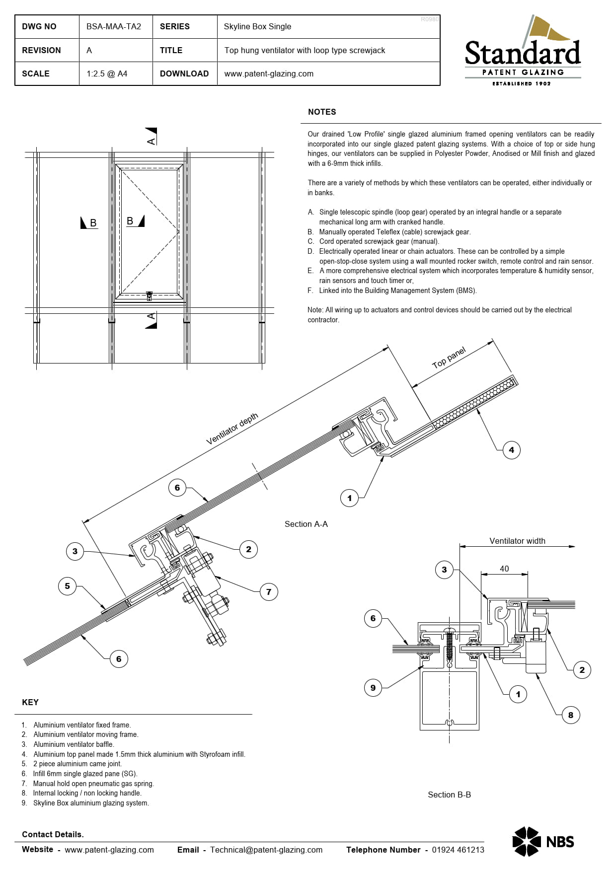 BSA-MAA-TA2 Skyline Box Single | Standard Patent Glazing